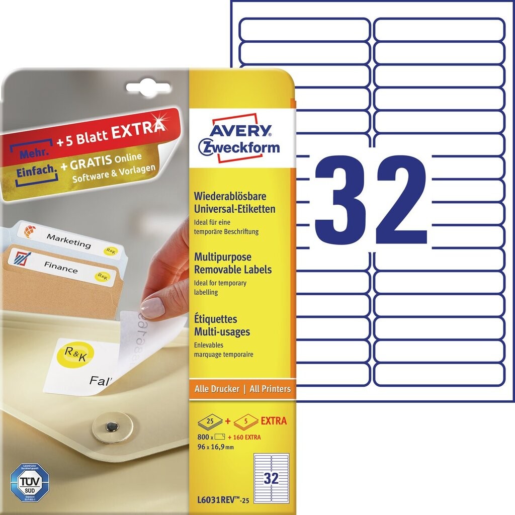 Afneembare etiketten | L6031REV-25 | Avery